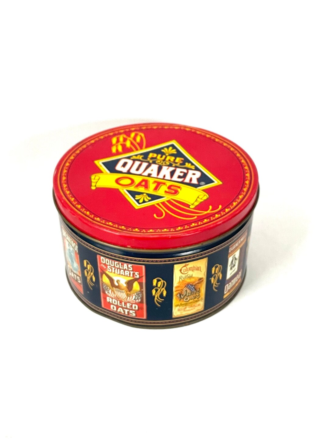 Vintage Tin Quaker Oats Kitchen Storage Container Red Canister Stash ...