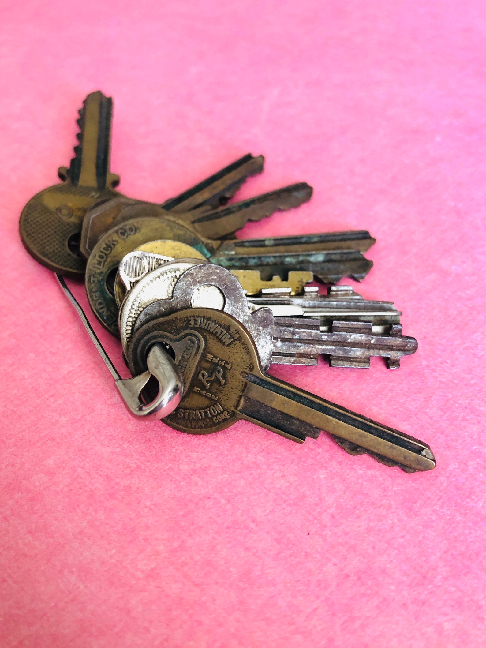 Vintage keys brass silver metal set of 12 old patina | Etsy
