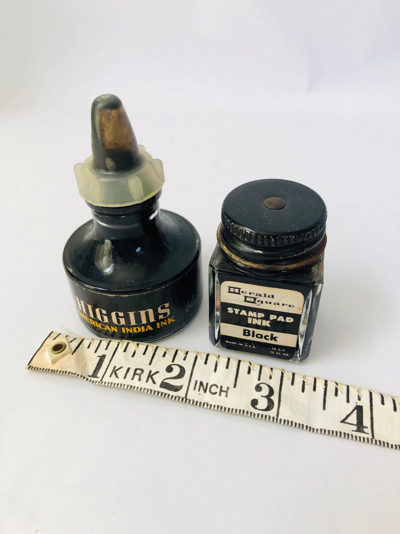 Vintage Ink Bottles Drawing Ink Glass Jar Higgins India Ink - Etsy