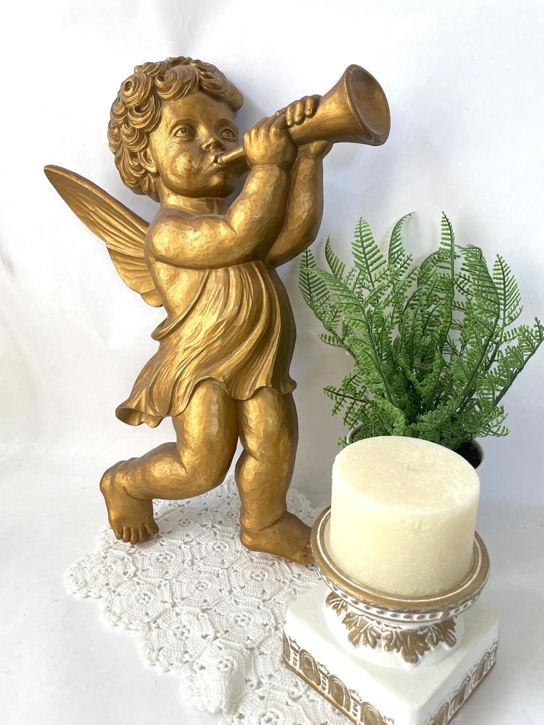 Angel Cherub With Trumpet Wall Hanging Vintage 60s Christmas Decor ...