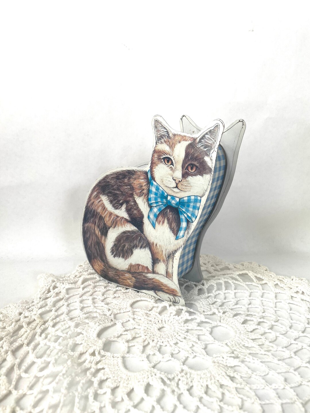 Cat Tin Box Vintage Storage Container Stash Box Calico Cat Kitten - Etsy
