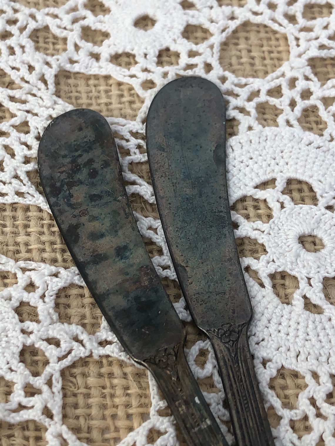 Silver Butter Knife Set Vintage Metal Floral National Silver - Etsy