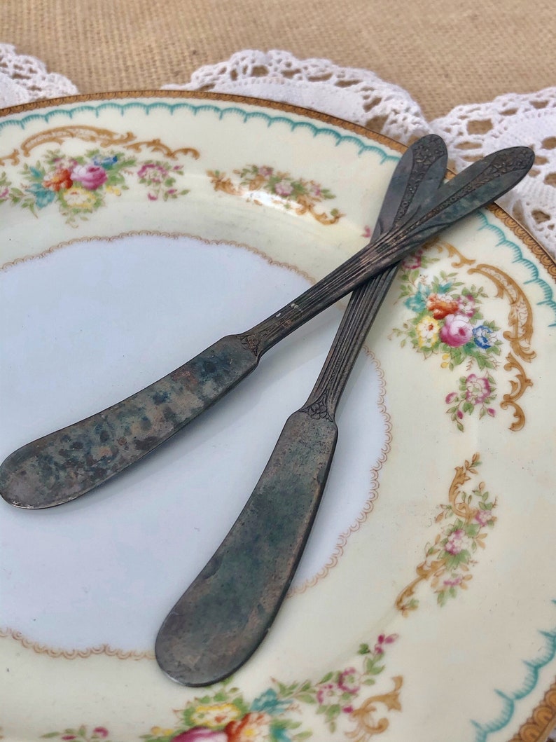 Silver Butter Knife Set Vintage Metal Floral National Silver - Etsy