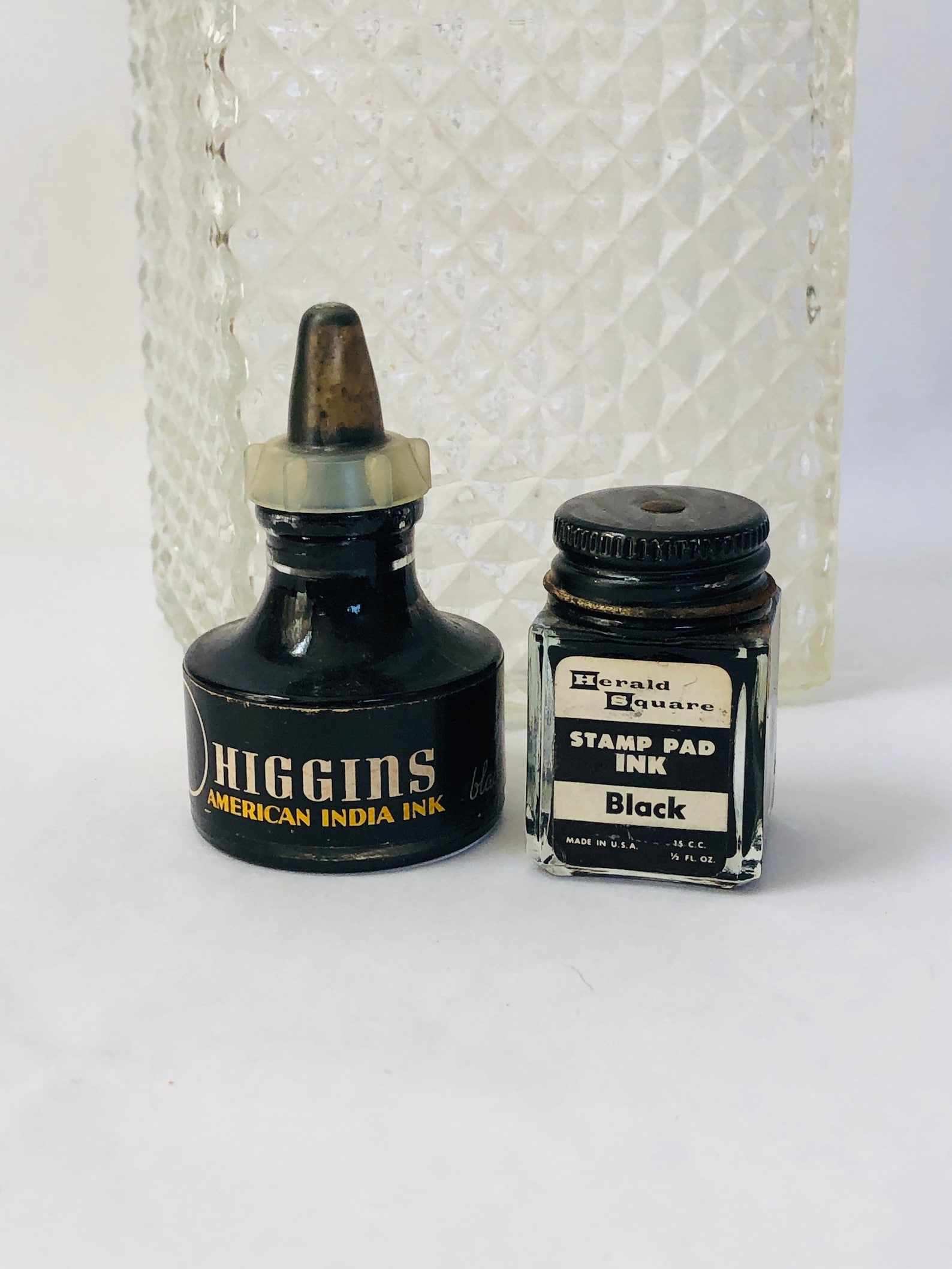 Buy Vintage Ink Bottles Drawing Ink Glass Jar Higgins India Ink Online ...