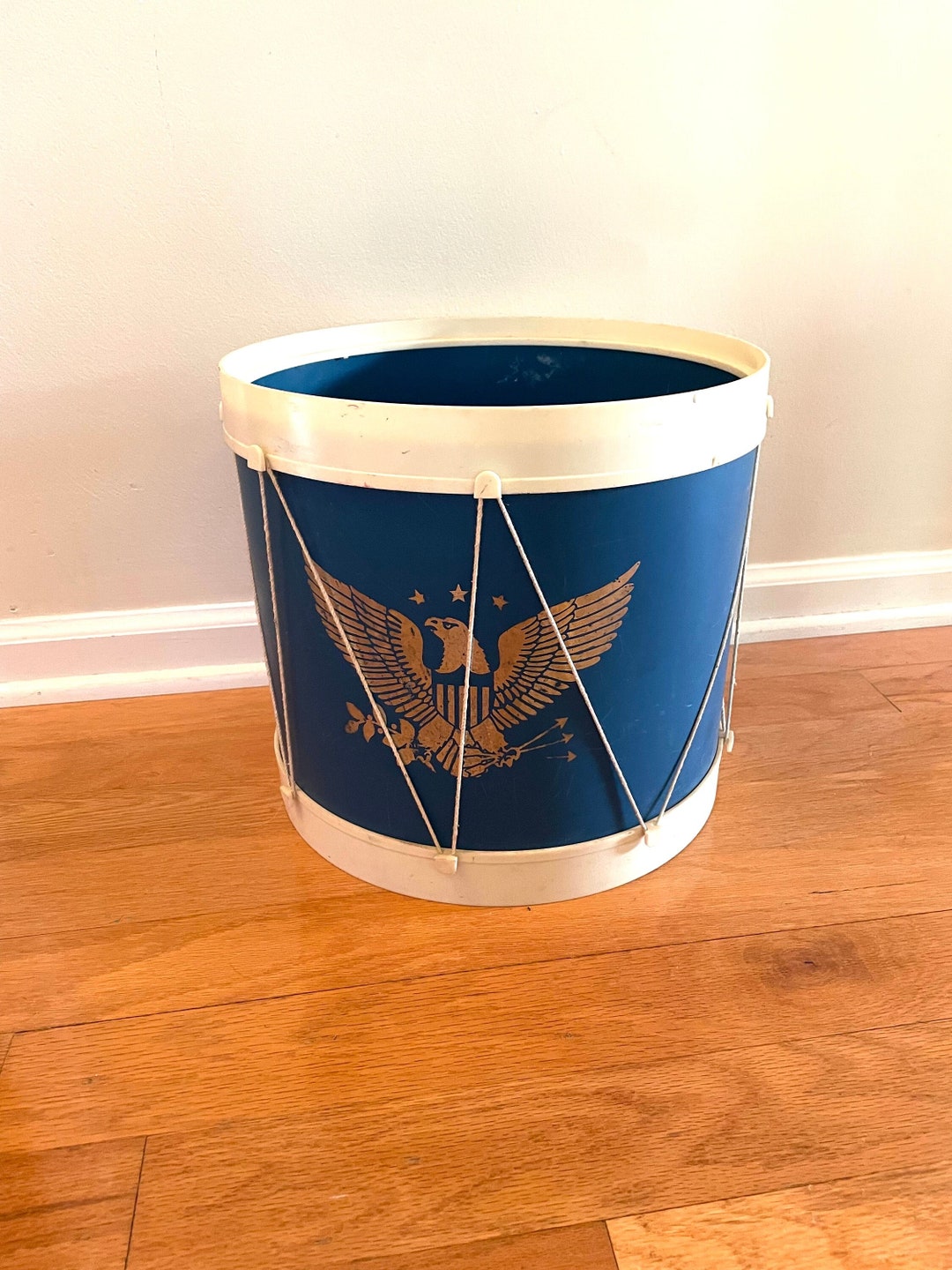 Storage Box Crate Container Bin, Blue Drum With Eagle, Patriotic ...
