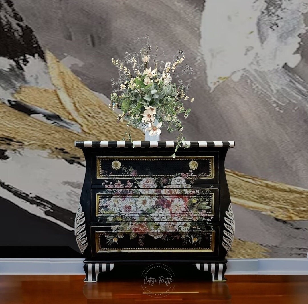 Country French Bombe Chest Hand-painted Dresser Upcycled Furniture - Etsy