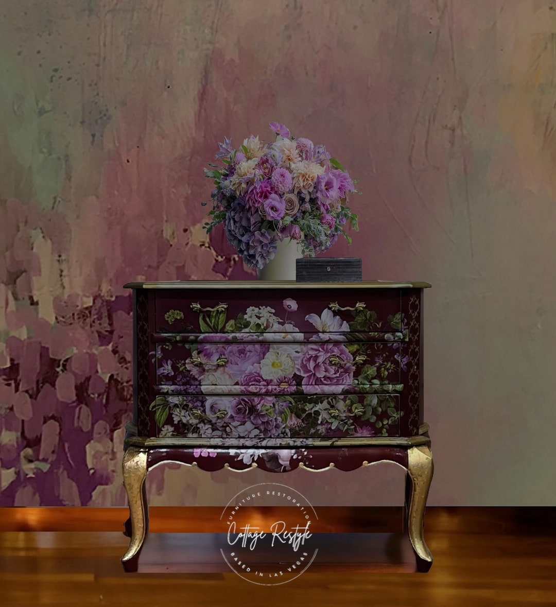 French Country Accent Table Vintage Three Drawer Side Table French ...