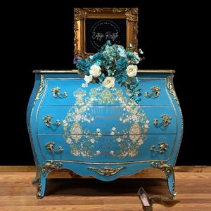 French Country Chest Hand-painted Chest Bombe Chest - Etsy
