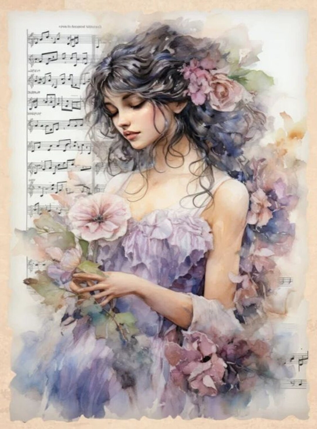 Lavender Lady Romantic Decoupage Tissue Paper 18lb Tissue Paper ...