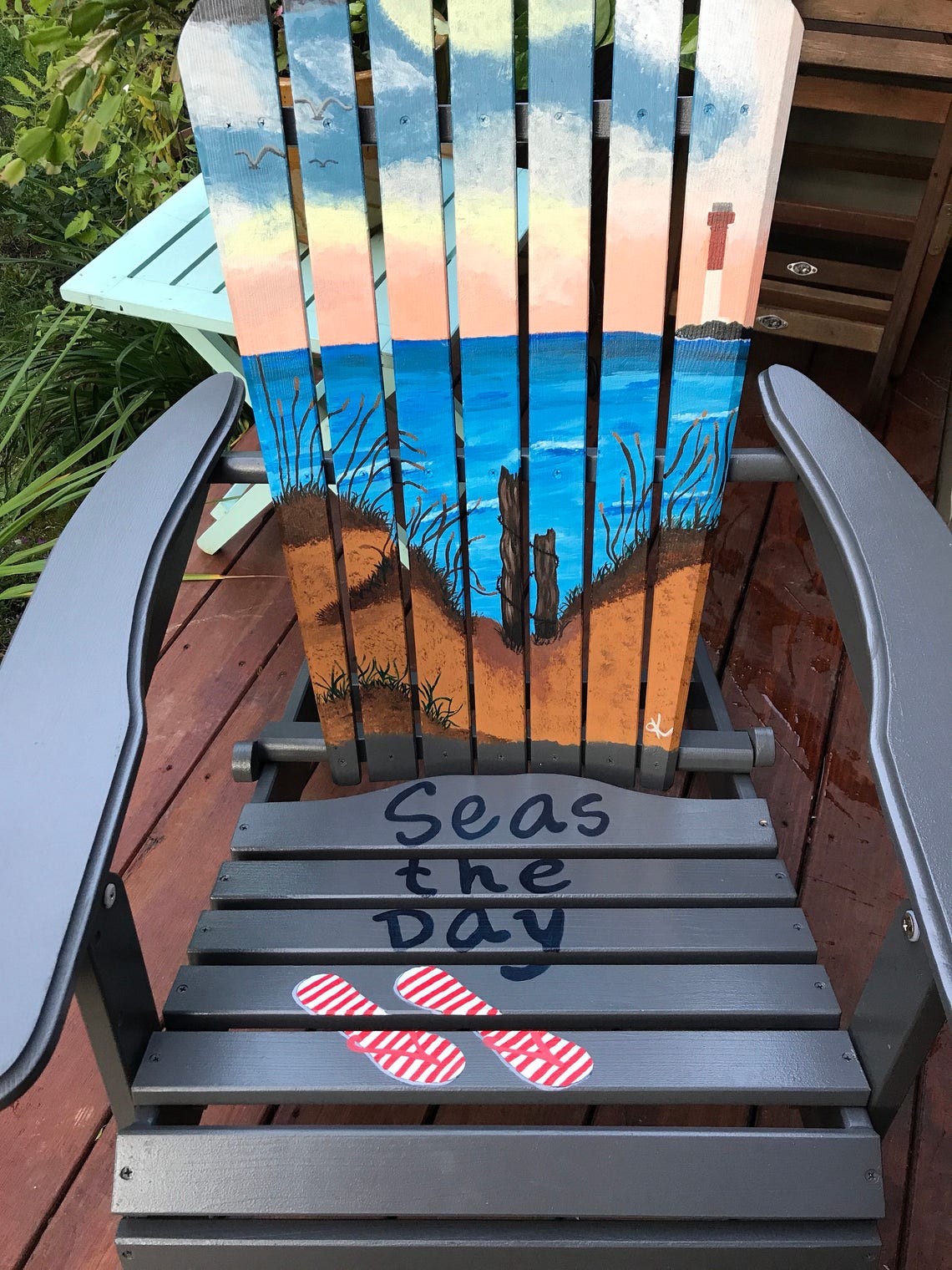Adirondack Chair - Custom Colors - Beach - Lighthouse - Sea - Painted ...