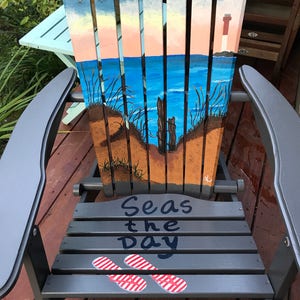 Adirondack Chair - Custom Colors - Beach - Lighthouse - Sea - Painted ...