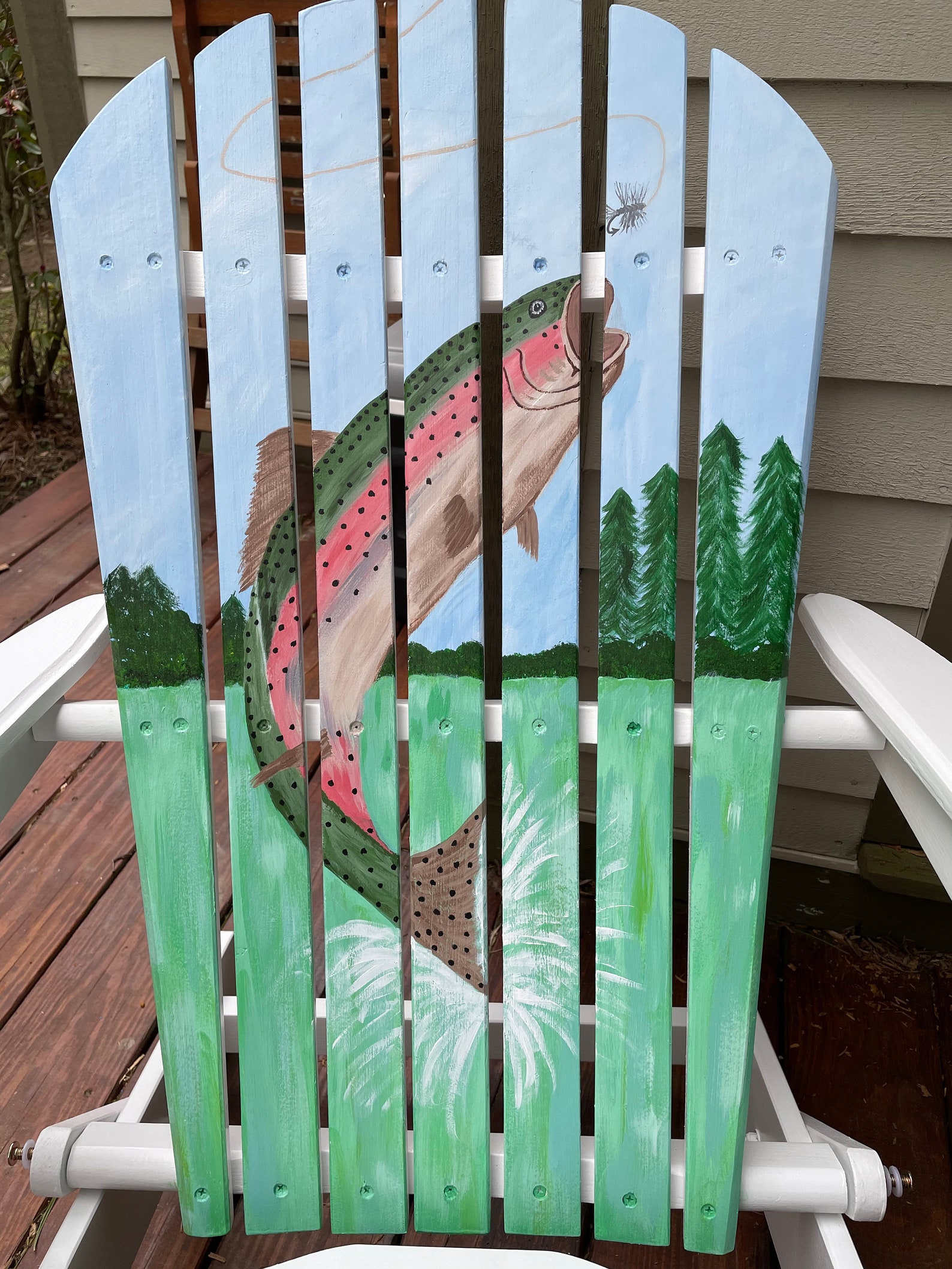 Adirondack Chair Custom Colors Fishing Trout Hand Painted - Etsy