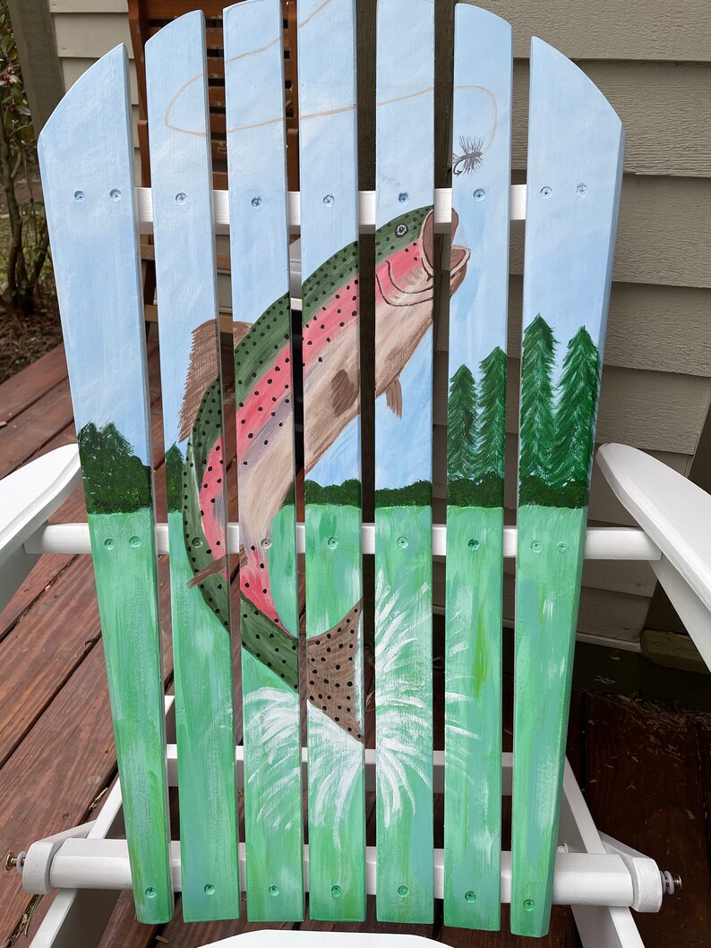 Adirondack Chair Custom Colors Fishing Trout Hand Painted - Etsy