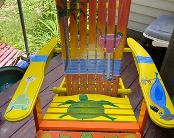 Adirondack Chair Custom Colors Margaritaville Beach hand painted bright colors parrot Etsy