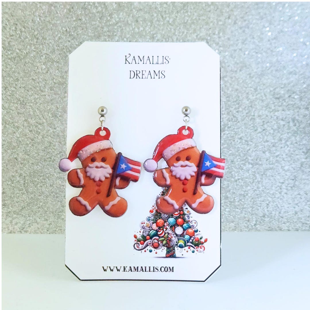 Puerto Rican Gingerbread Man Earrings, Christmas Jewelry With Boricua ...