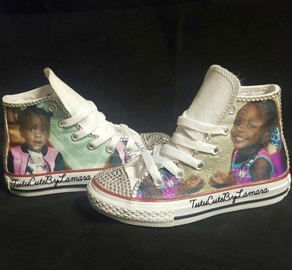 Custom Adult High Top With Pictures and Crystals - Etsy