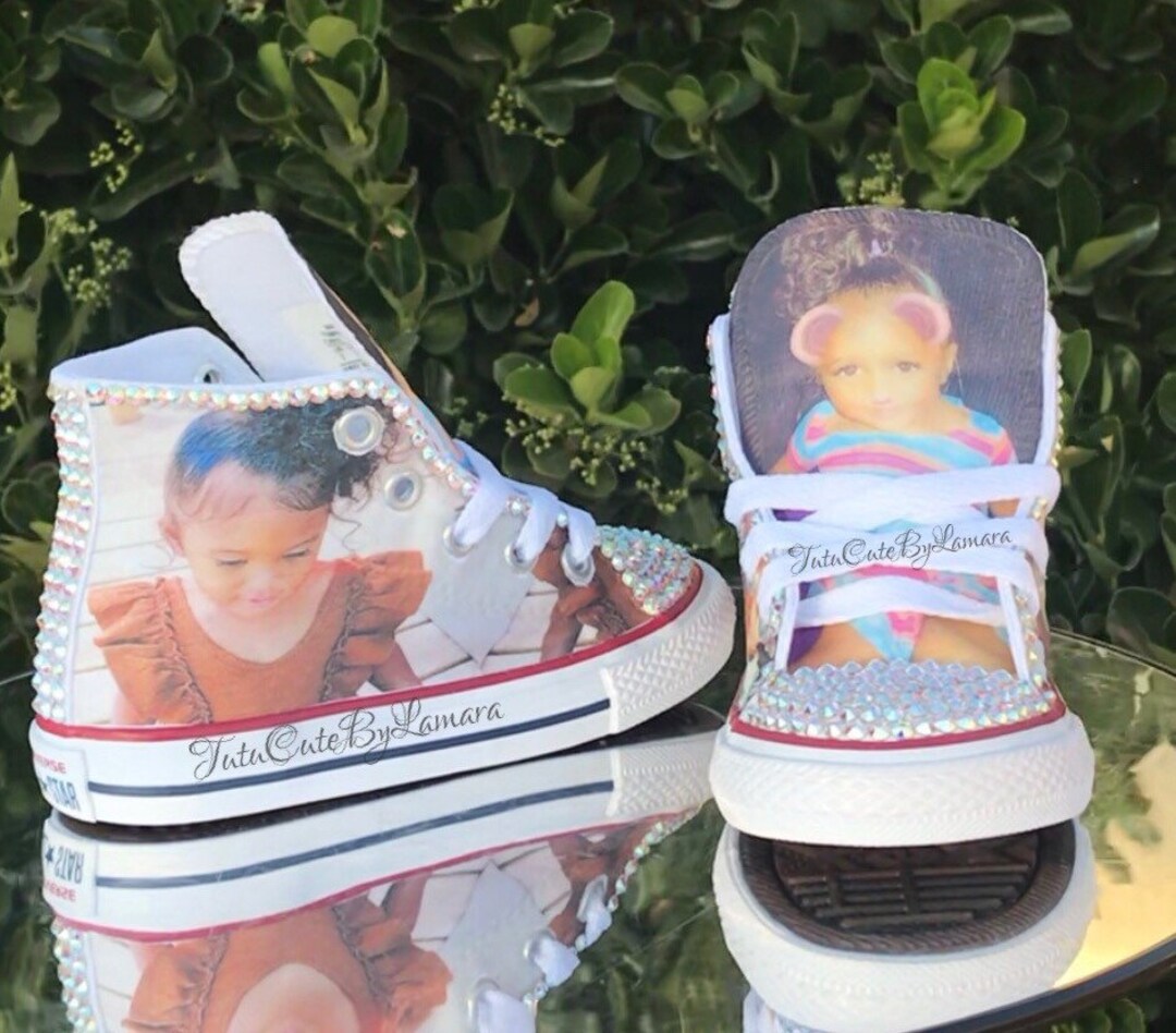 Custom Baby / Kids High Top Photo Converse With Rhinestones - Etsy
