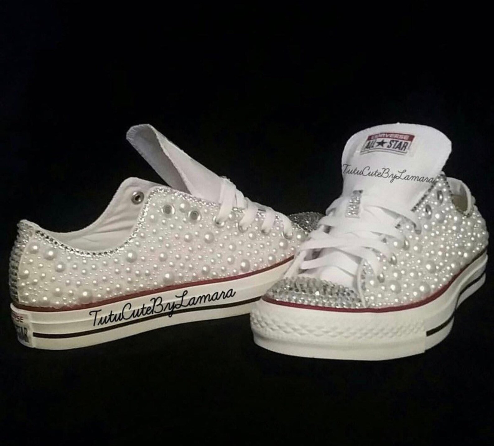 Adult Low Top Pearl Converse With Rhinestones - Etsy