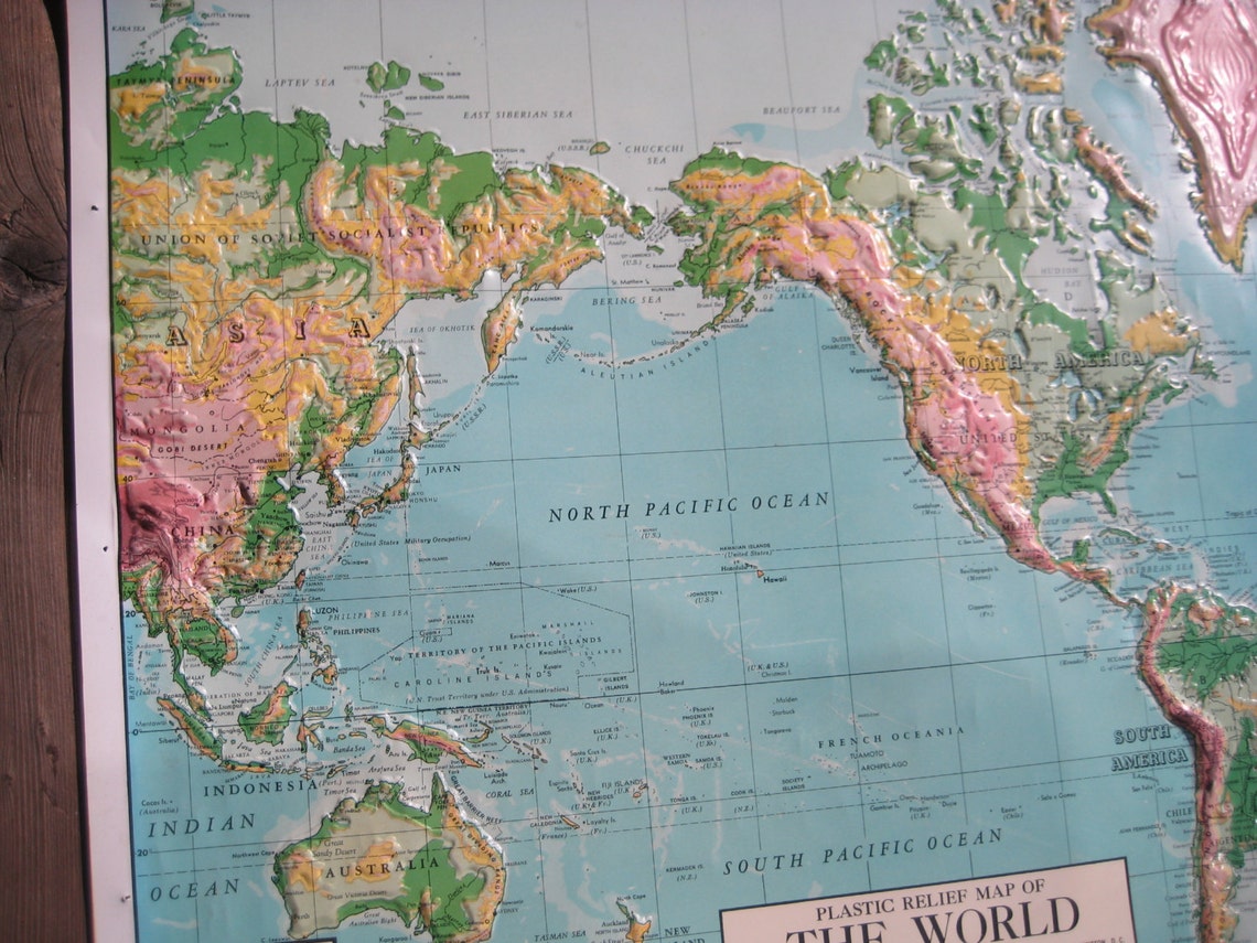 3D World Map 27 X 19 Plastic Raised Relief | Etsy