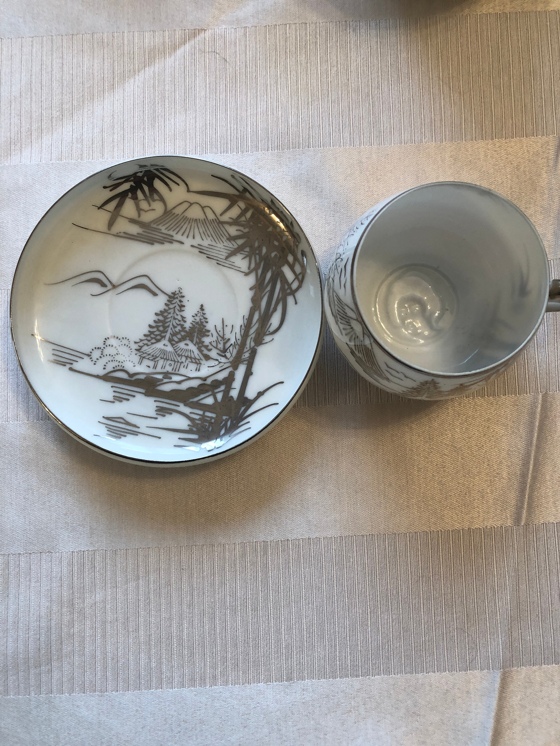 Kutani Original Japanese Coffee Set Lithophane Geisha Silhouette Egg ...