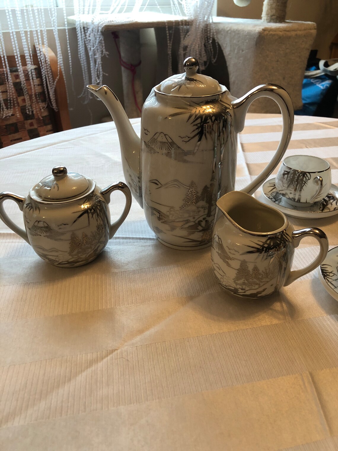 Kutani Original Japanese Coffee Set Lithophane Geisha Silhouette Egg ...