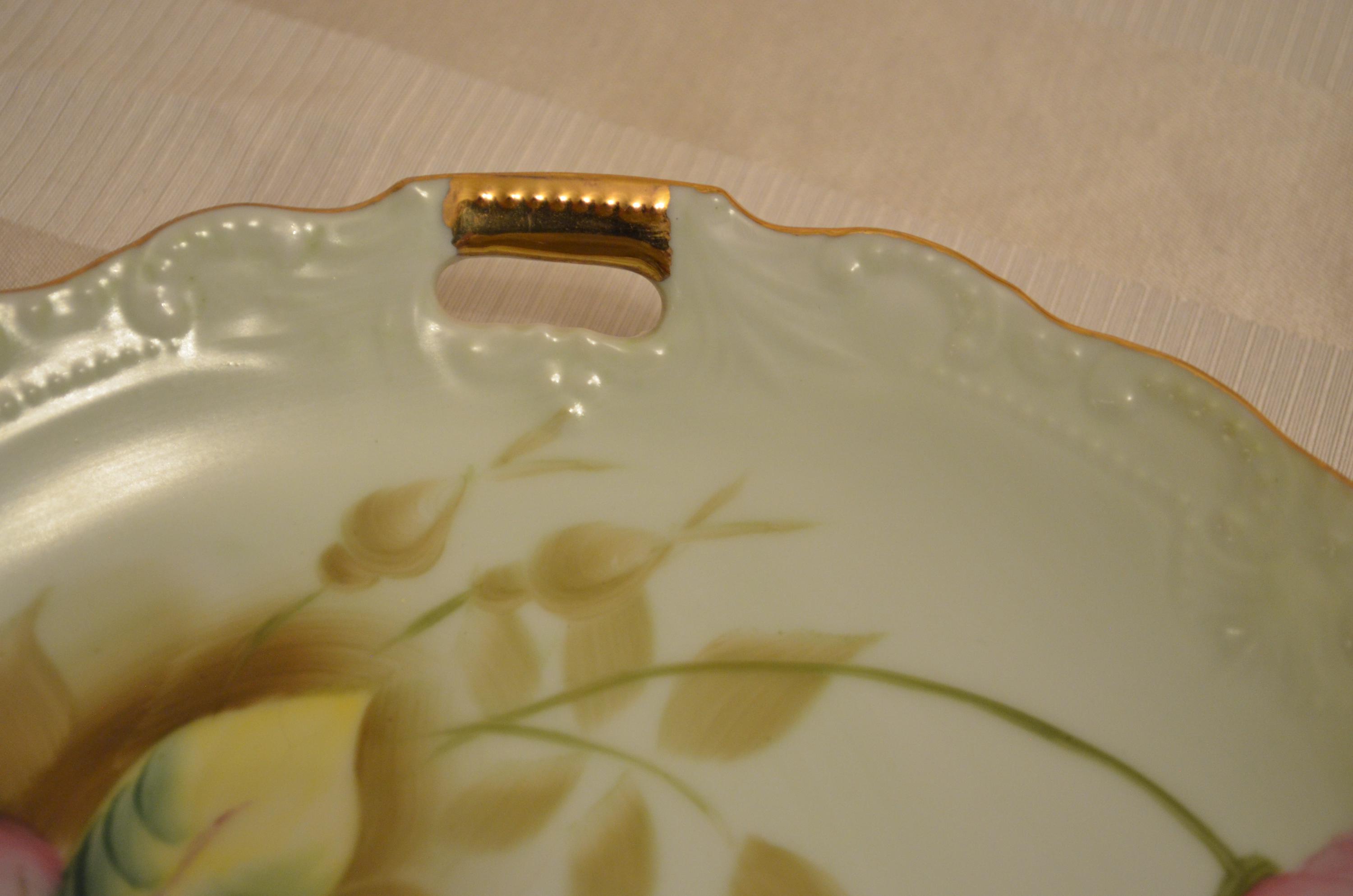 Vintage Lefton China Plate Hand Painted Gold White and Pink/wine ...