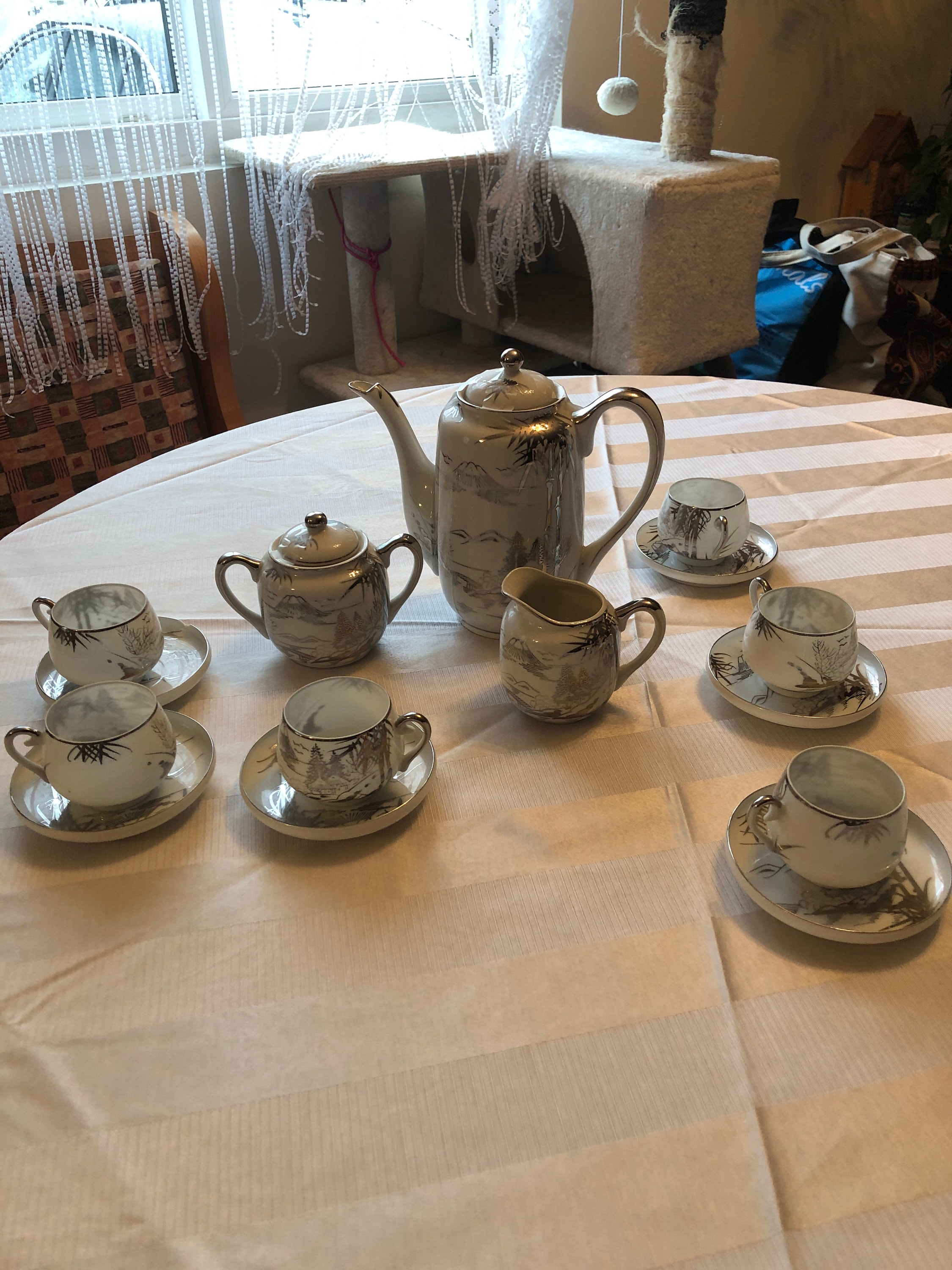 Kutani Original Japanese Coffee Set Lithophane Geisha Silhouette Egg ...