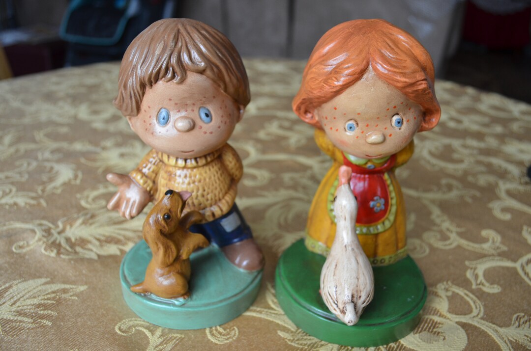 Vintage Goebel Hummel Funny Pair Figurines Freckle Face Little Boy/dog ...