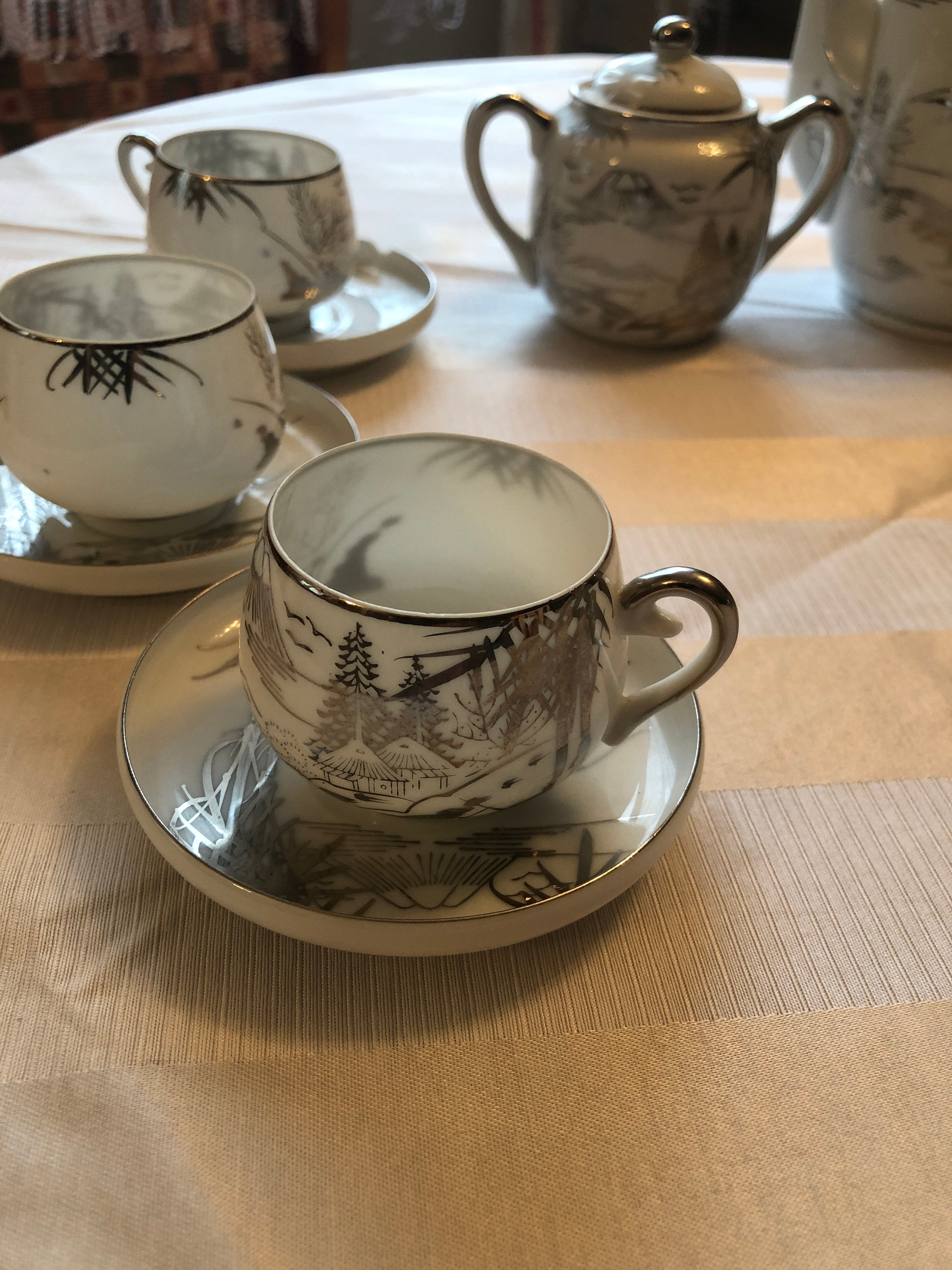 Kutani Original Japanese Coffee Set Lithophane Geisha Silhouette Egg ...