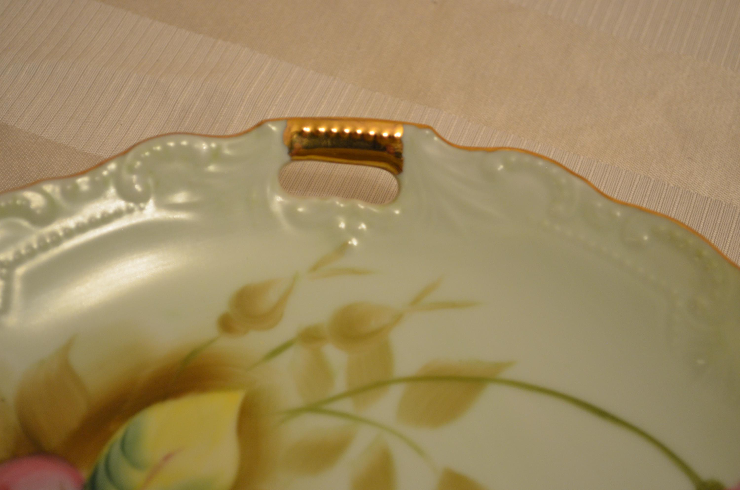 Vintage Lefton China Plate Hand Painted Gold White and Pink/wine ...