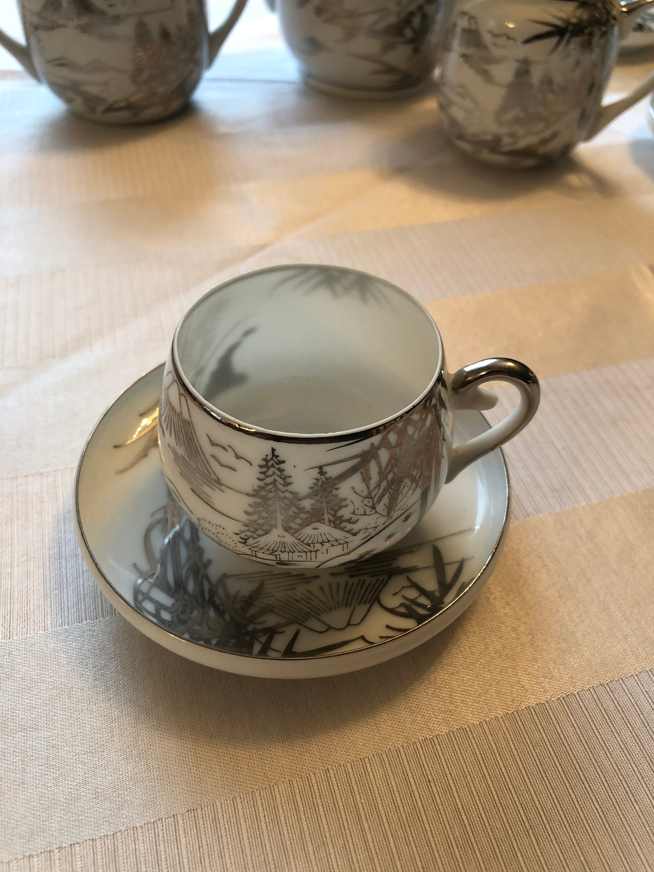 Kutani Original Japanese Coffee Set Lithophane Geisha Silhouette Egg ...