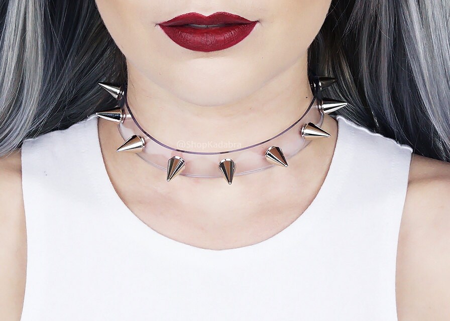 Clear Spiked Choker Transparent Choker Collar Pvc | Etsy