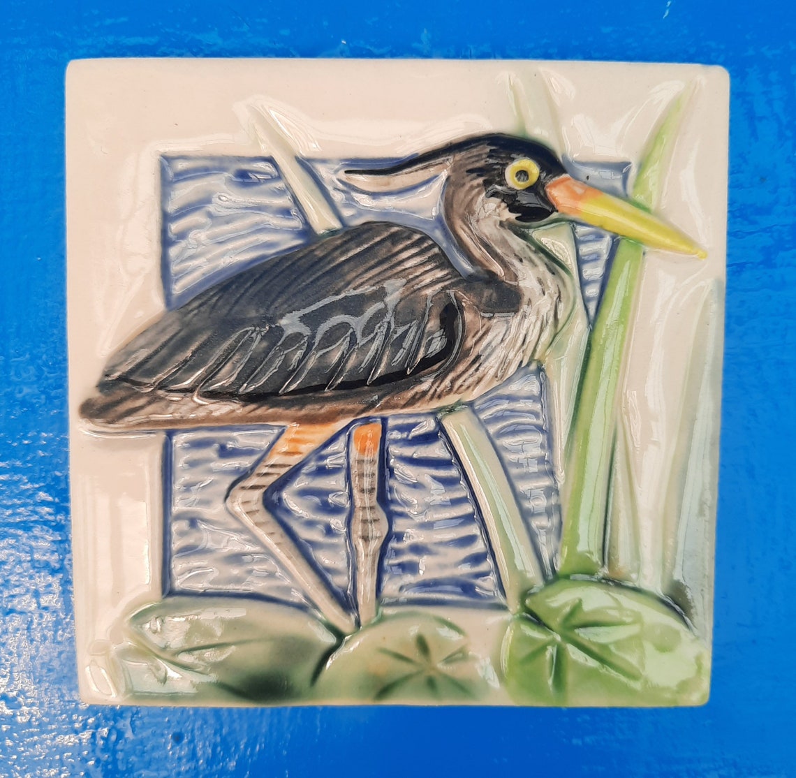 Great Blue Heron Tile Arts and Crafts Style - Etsy