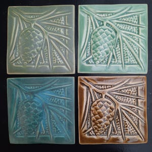 Pine Cone Handmade Tile, Arts and Crafts Style - Etsy