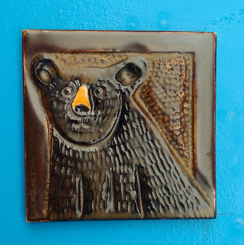 Black Bear Tile 4 handmade porcelain bathroom | Etsy