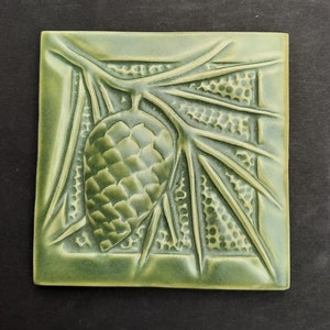 Pine Cone Handmade Tile, Arts and Crafts Style - Etsy