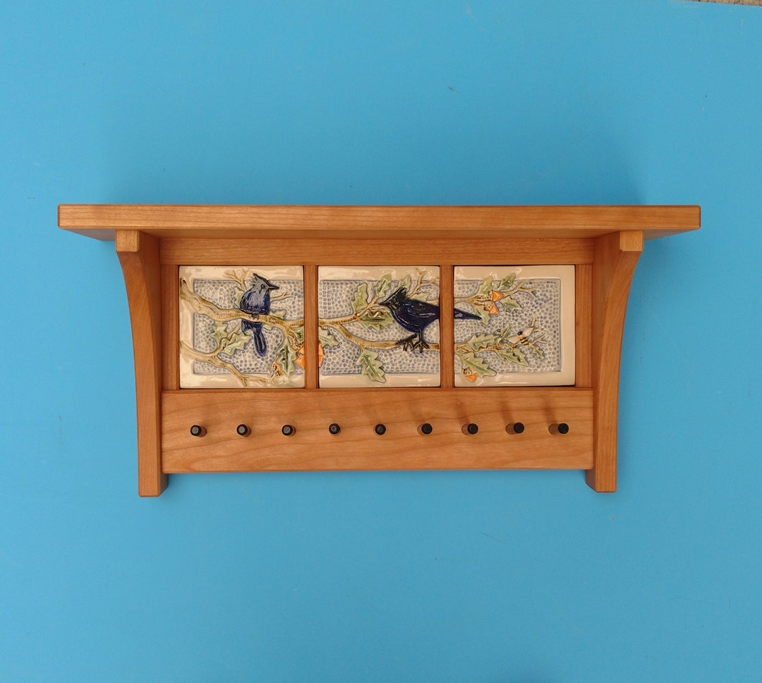 Blue Jay Key Rack and Shelf, Arts and Crafts, Mission Style, Heirloom ...