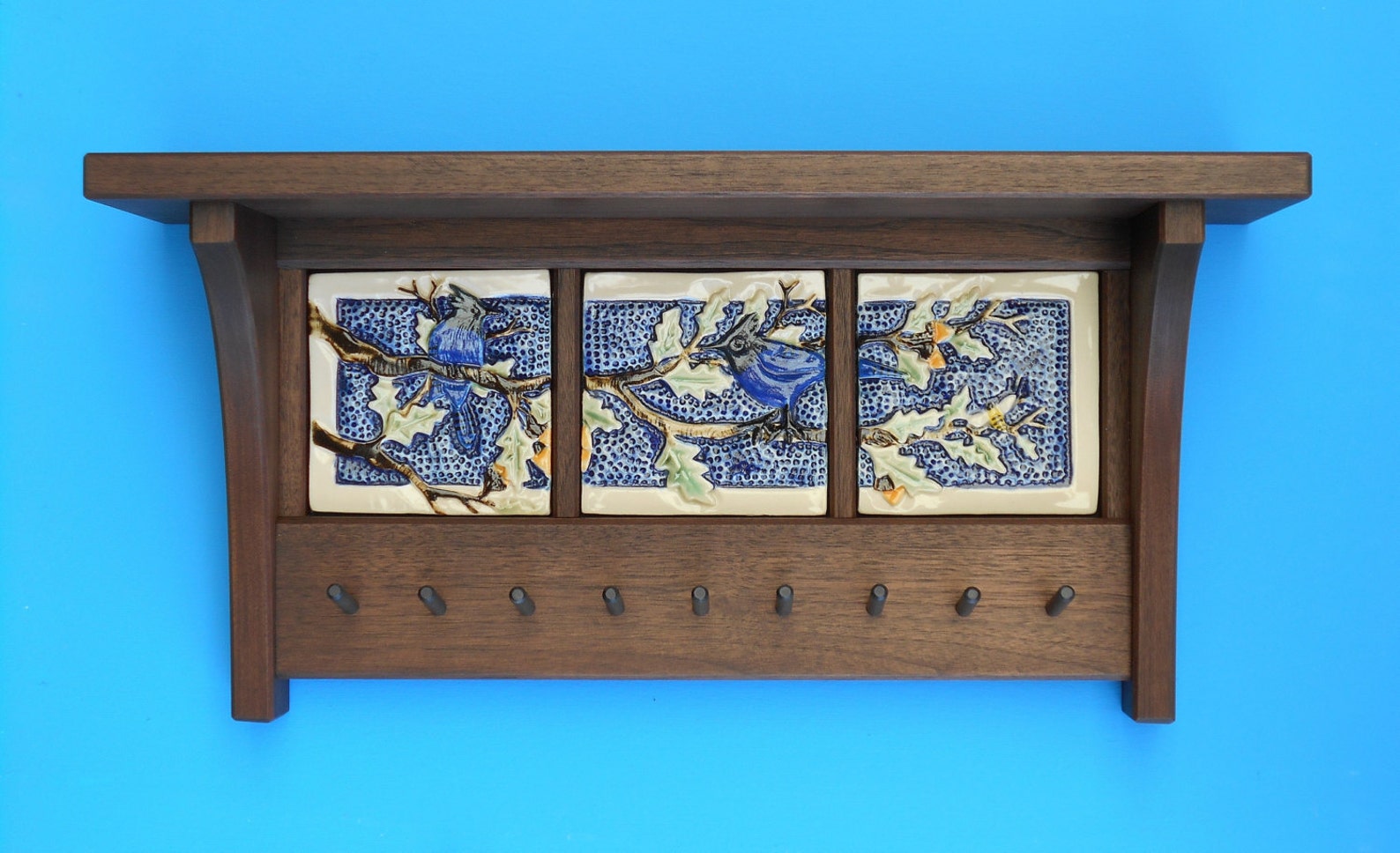 Blue Jay Key Rack and Shelf Arts and Crafts Mission Style - Etsy