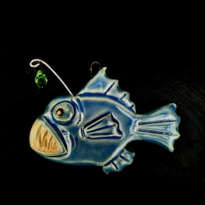Angler Fish, Handmade Ornament, Wall Tile, Ocean Tile - Etsy