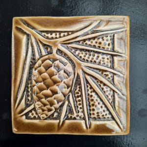 Pine Cone Handmade Tile, Arts and Crafts Style - Etsy