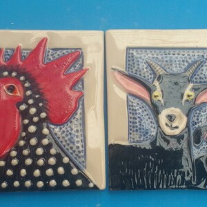 Goat Gals, Hand Made Tile, 4", Handmade, Porcelain, Bathroom ...