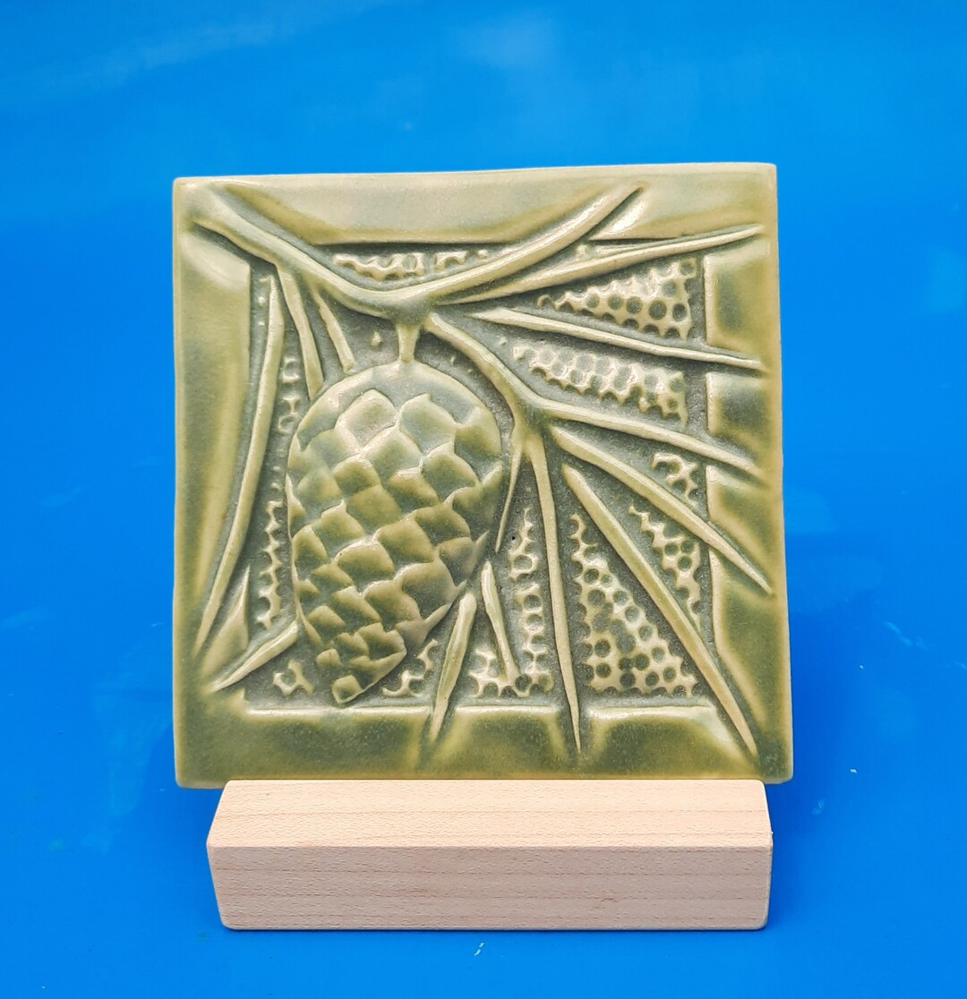 Pine Cone Handmade Tile, Arts and Crafts Style - Etsy