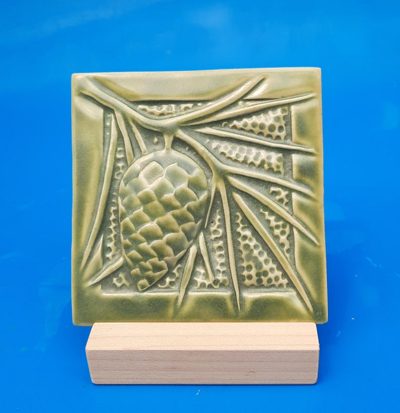 Pine Cone Handmade Tile, Arts and Crafts Style - Etsy
