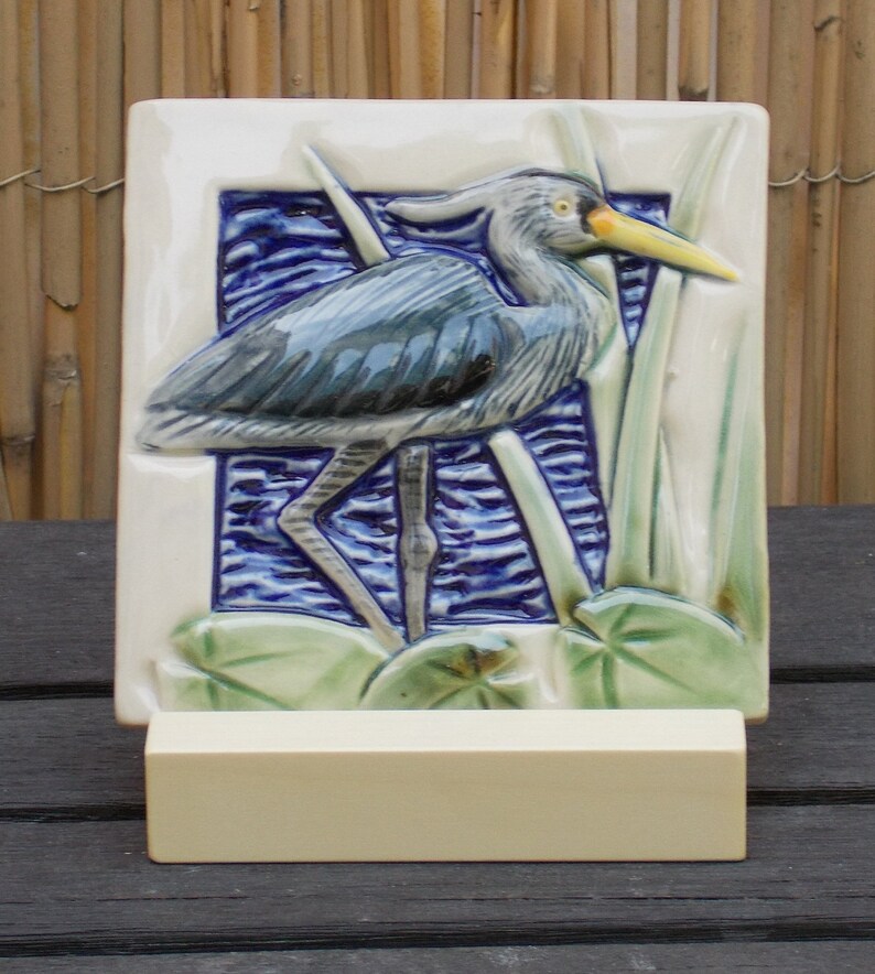 Great Blue Heron Tile Arts and Crafts Style - Etsy