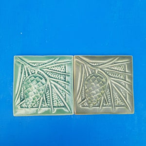 Pine Cone Handmade Tile, Arts and Crafts Style - Etsy