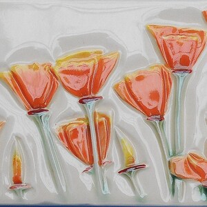 California Poppy Subway Tile, Art and Crafts Style, Craftsman Tile ...