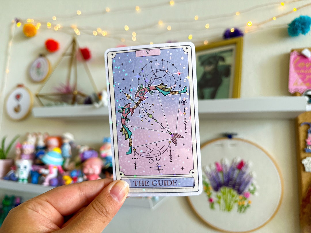Tarot Card Holographic Sticker: "the Guide" Die Cut Oracle Sticker - Etsy