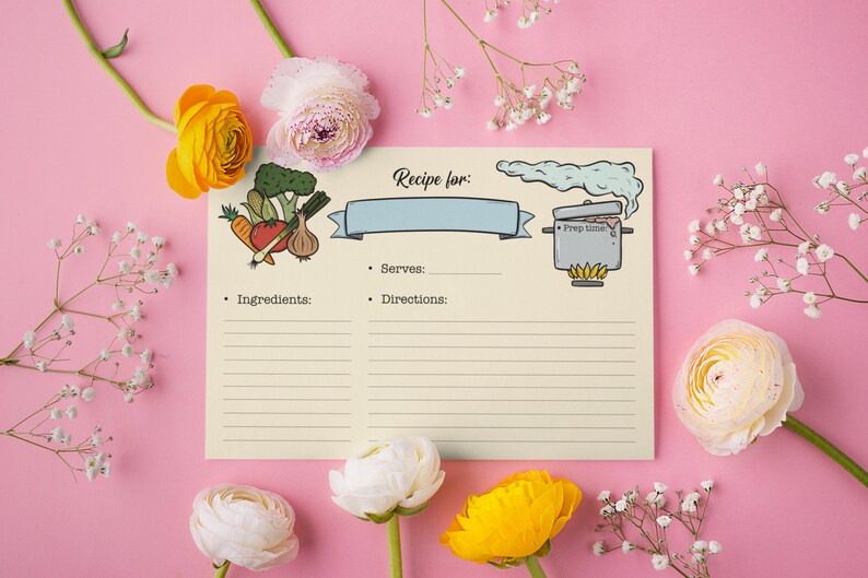 Recipe Card Printable Cooking Cardinsert Vintage - Etsy