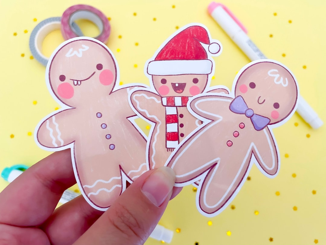 Gingerbread Man Sticker Pack Christmas Sticker Cookies - Etsy