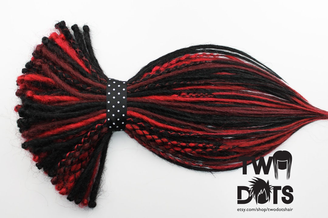 Black Burgundy Red Synthetic Dreads Locs Extensions, Boho Partial ...